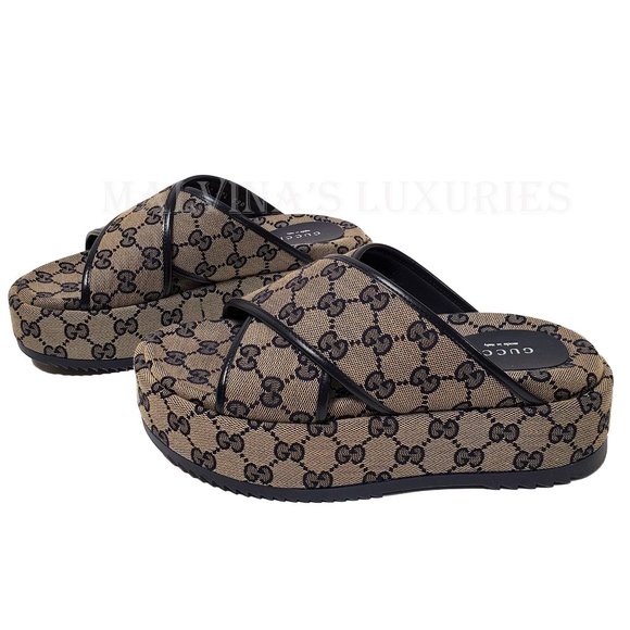 Gucci | Shoes | Gucci Shoes Angelina Gg Supreme Canvas Platform Slides ...